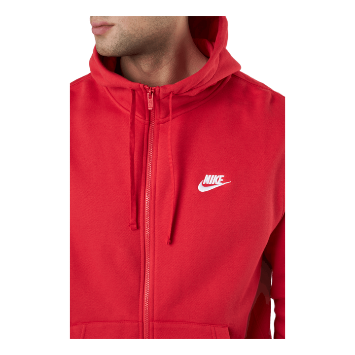 Nike Sportswear Club Fleece Mens Full Zip Hoodie University Red