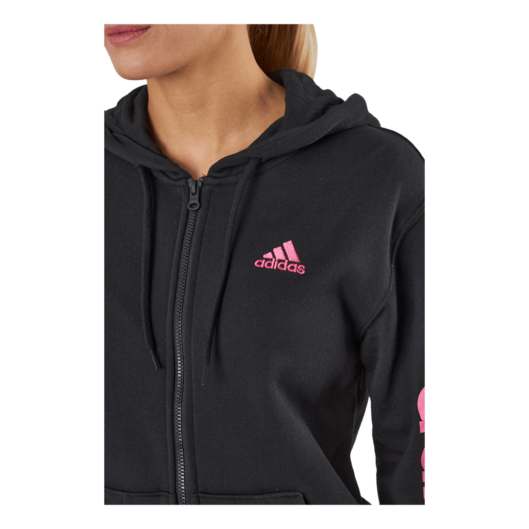 Adidas Essentials Linear Full Zip French Terry Hoodie Black