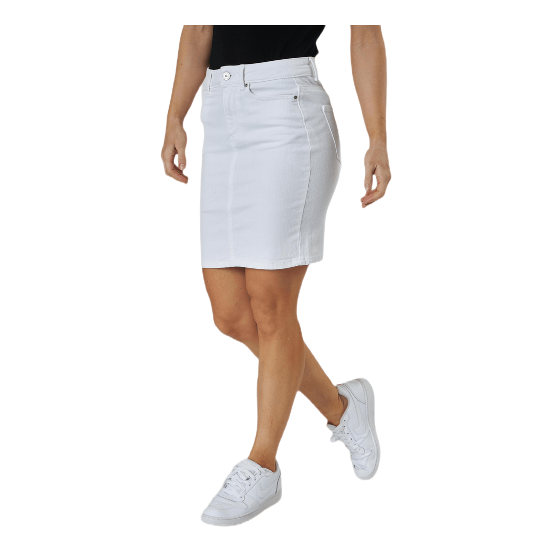 Pieces Lili Mw Denim Skirt White